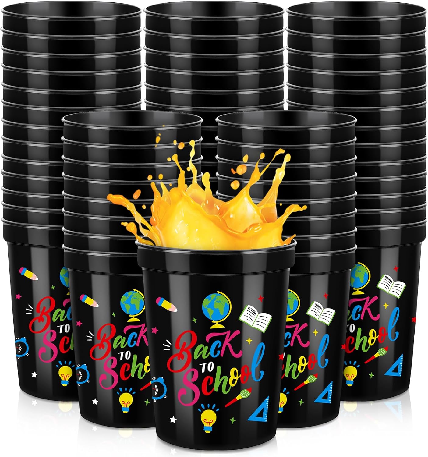 Amazon.com: Dingion 50 Pcs 16 oz Back to School Reusable Plastic Cups ...