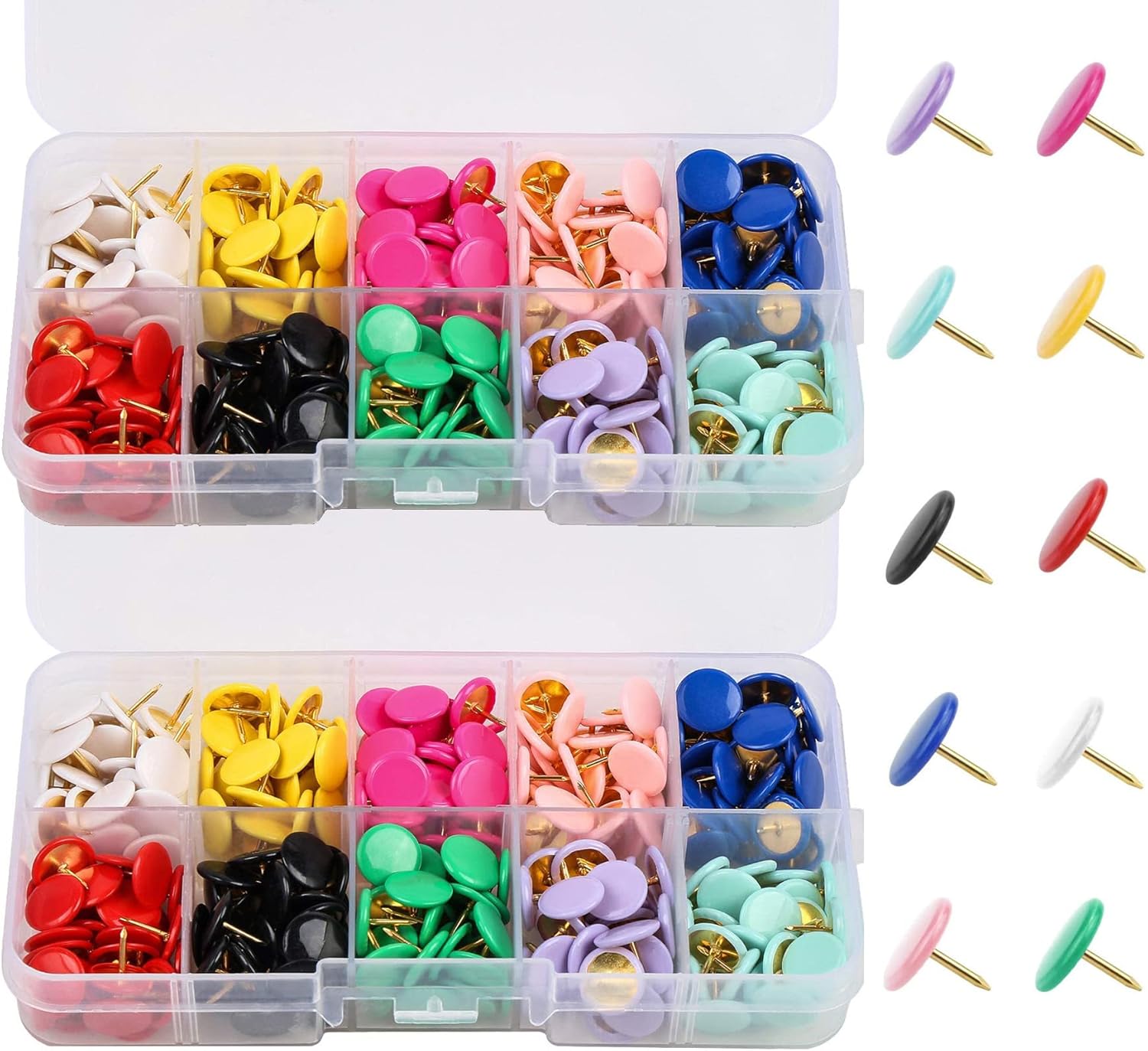 600Pcs Thumb Tacks, BetterJonny 10 Colors Cork Board Push Pins with ...