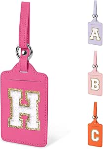 Amazon.com: Personalized Initial Letter Luggage Tag H for Suitcases, PU Leather Luggage Tags ...