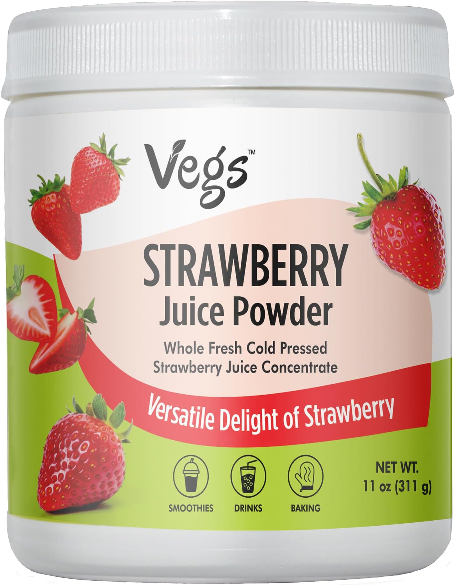 Amazon.com : Vegs Freeze-Dried Strawberry Powder Juice - 100% Natural ...