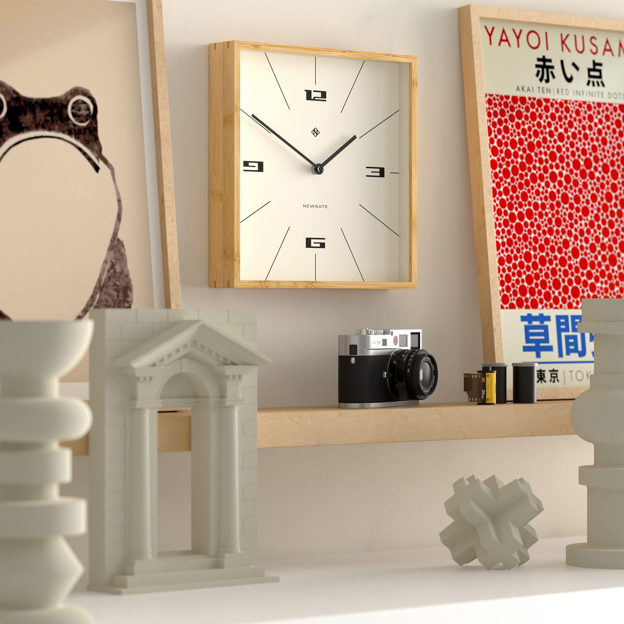 NEWGATE Fiji Wall Clock In Bamboo – Medium Wall Clocks – Square Clock ...