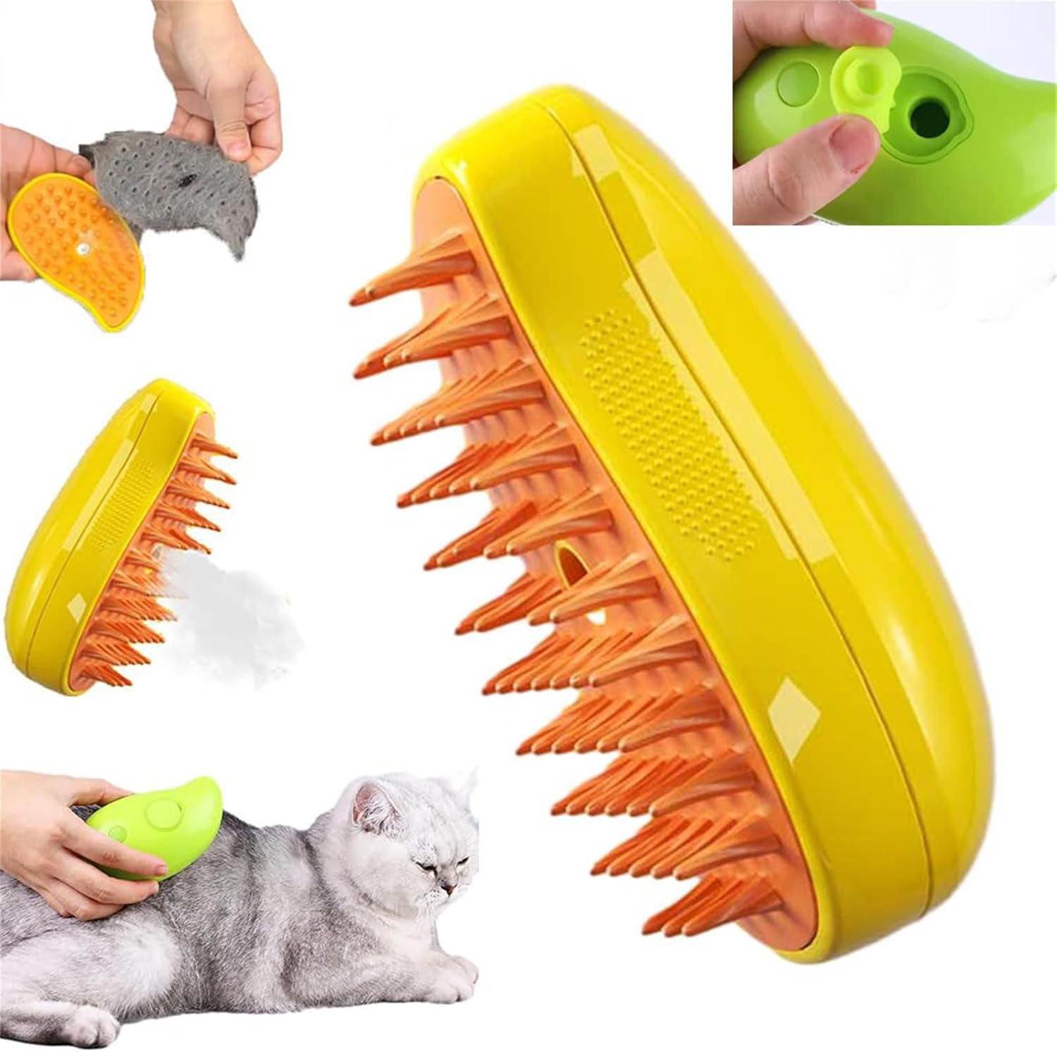 Cepillo de vapor para gatos, cepillo de vapor para gatos 3 en 1 ...
