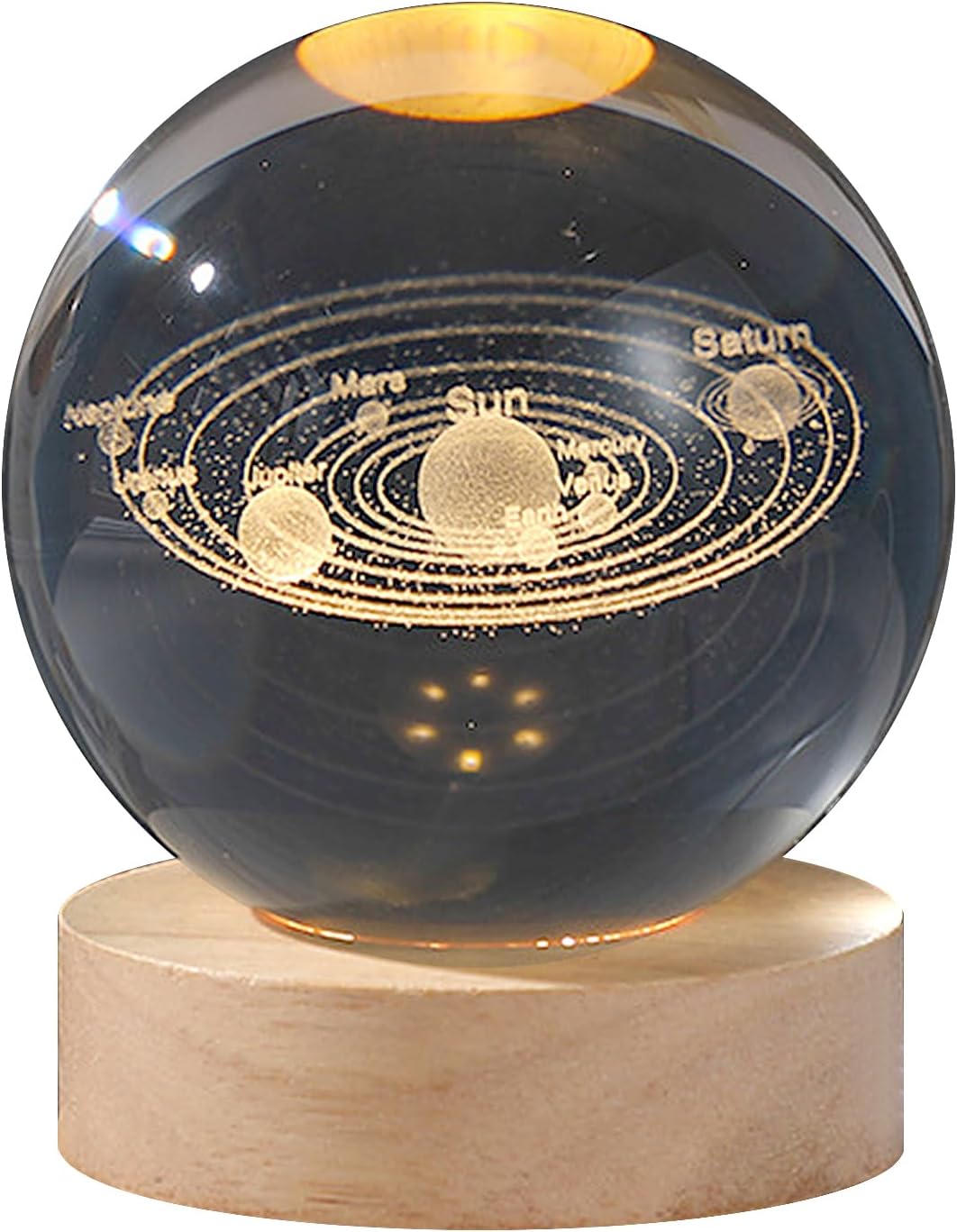 3D Kristallkugel Nachtlicht, USB 3D Sonnensystem Planeten Kristallkugel ...