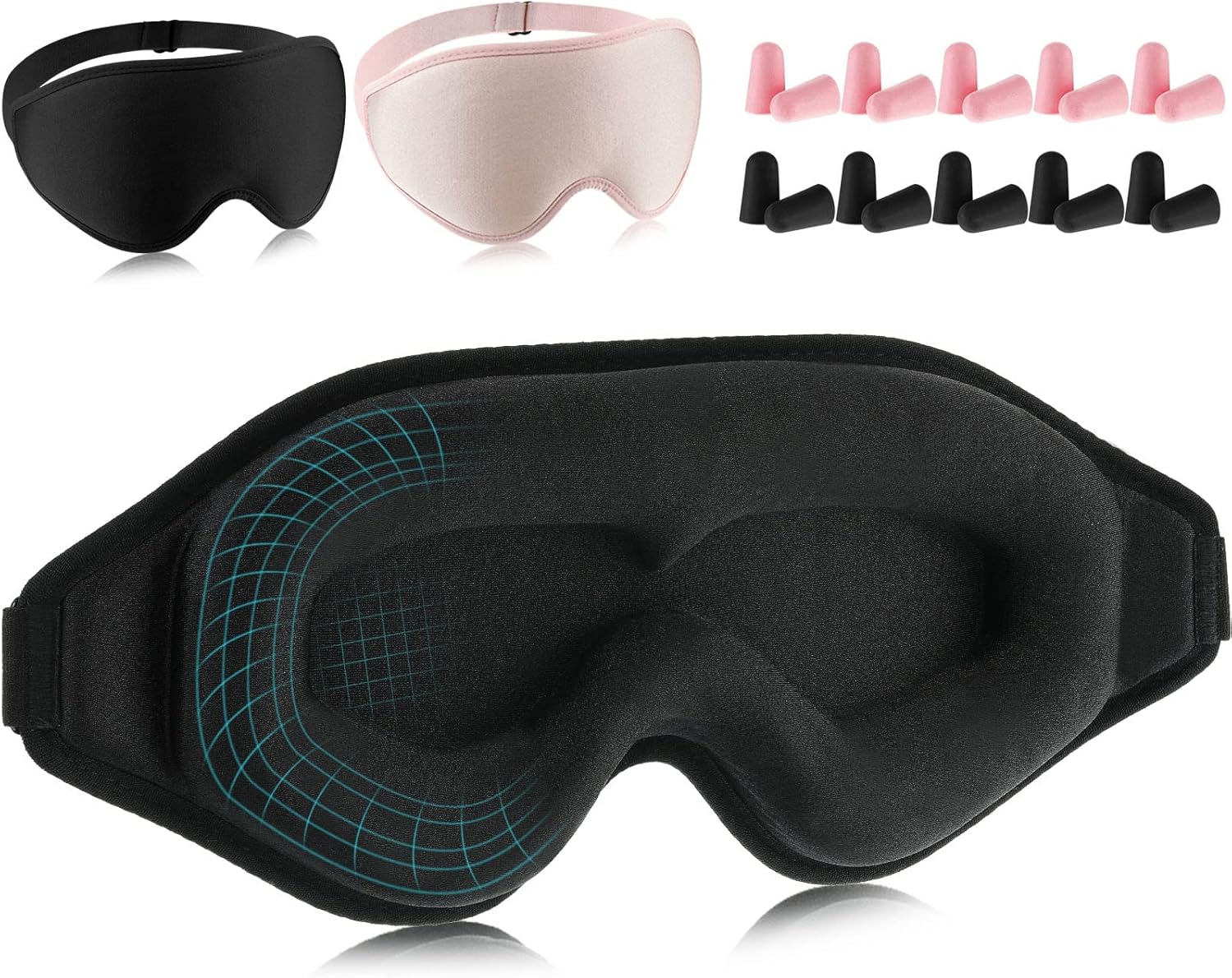 Amazon.com: 2 Pack Sleep Eye Mask for Men Women,3D Contoured Cup ...
