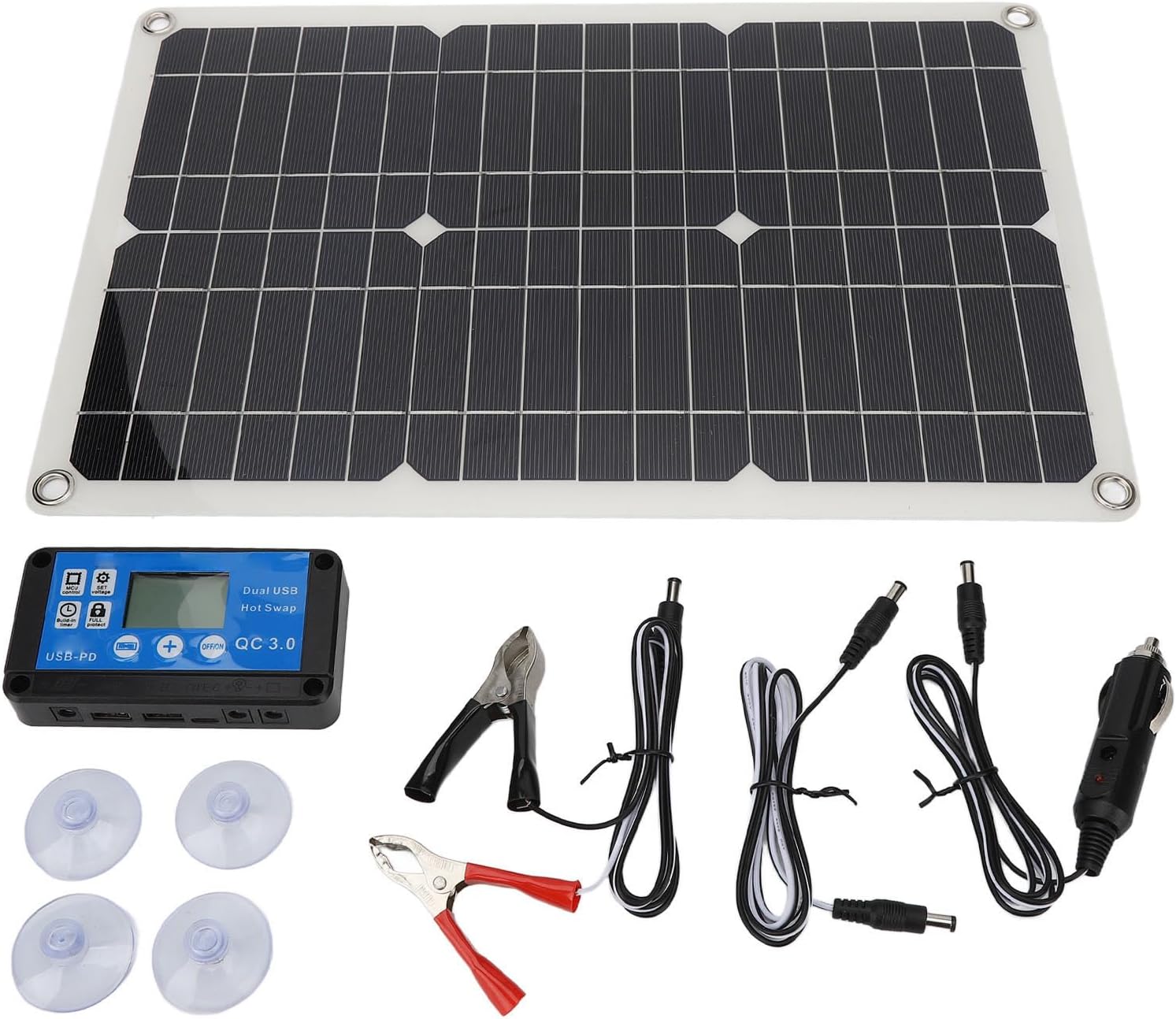 Amazon.com: 100W 18V Solar Battery Charger, Portable USB Controller ...