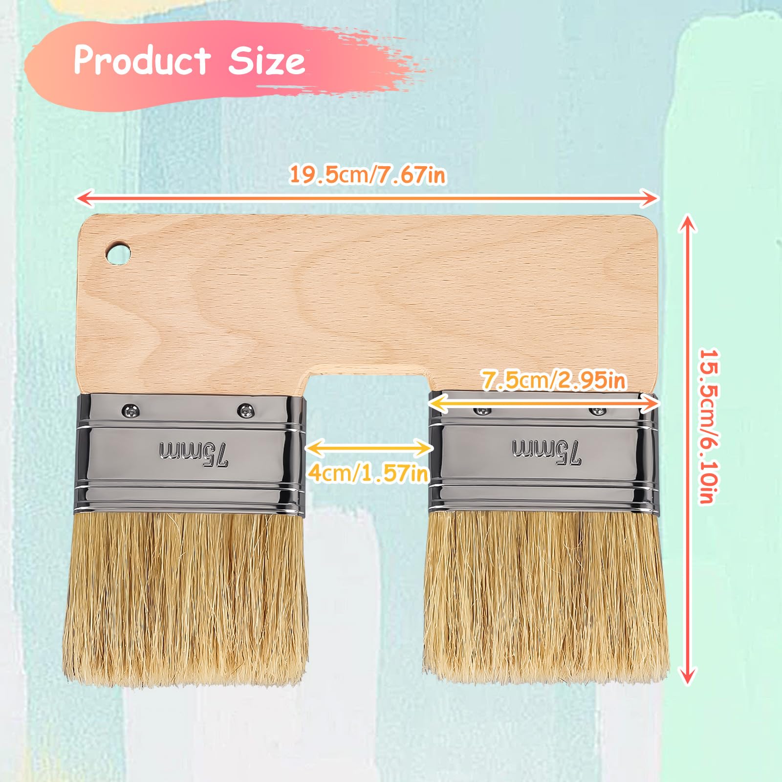 Double Paint Brush,3-inch U Shaped Double Heads Painting Brush,Bristle ...