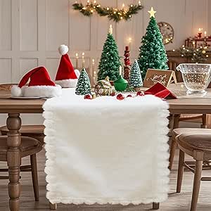 Amazon.com: Baccessor White Faux Fur Table Runner, Thanksgiving ...