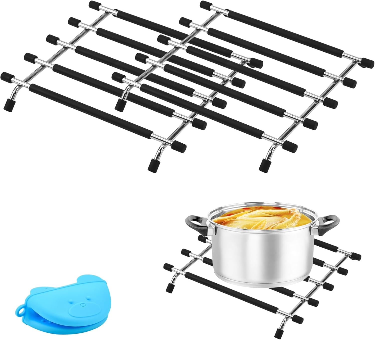 KARBAG 2 Pcs Kitchen Trivet Stand, Heat Resistant Anti Slip Trivets ...