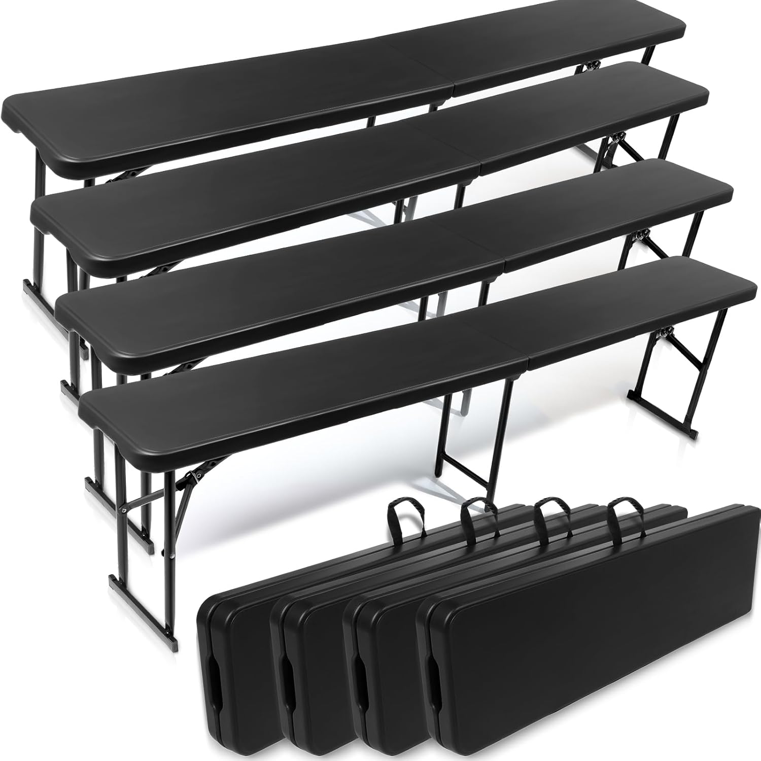 Amazon.com : Suzile 4 Pcs Portable Folding Benches 6 Feet Foldable ...