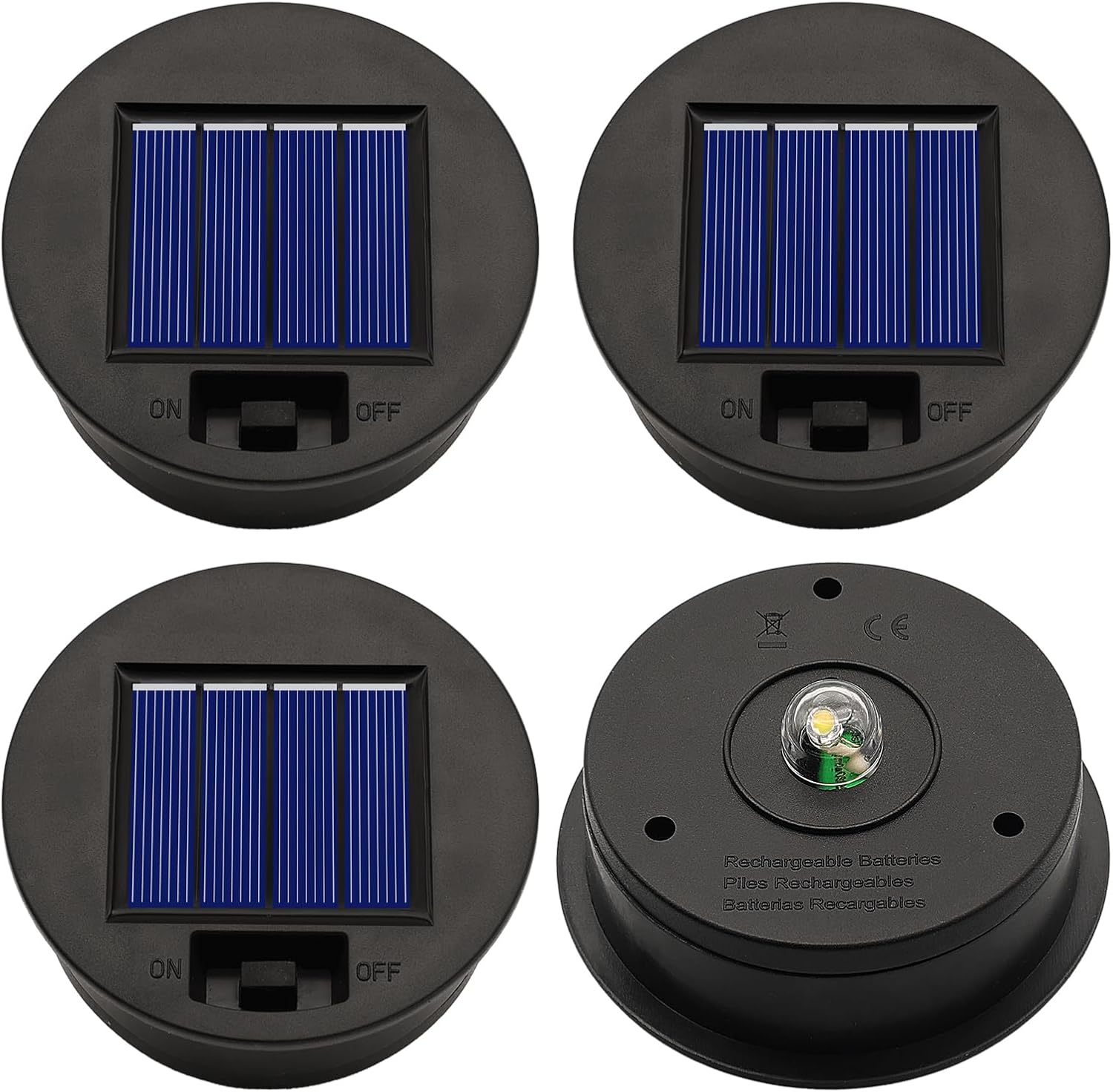 Amazon.com: 4 Pack Solar Lights Replacement Top Parts (Top Size 3.31 ...