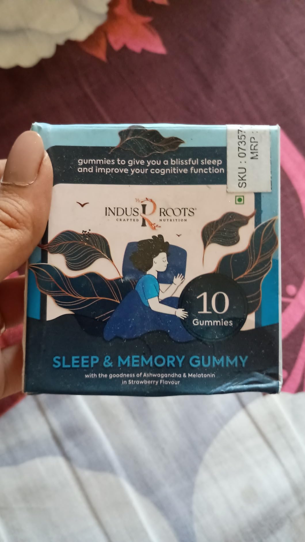 Indus Roots Sleep Gummies for Deep Sleep, With Melatonin 5mg and Ashwagandha, Helps in reducing ...