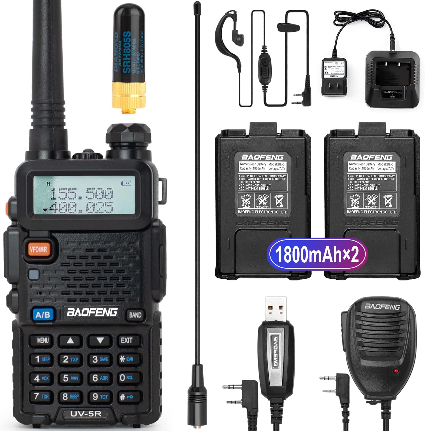 Amazon.com: BAOFENG BF-F8HP (UV-5R 3rd Gen) 8-Watt Dual Band Two-Way ...