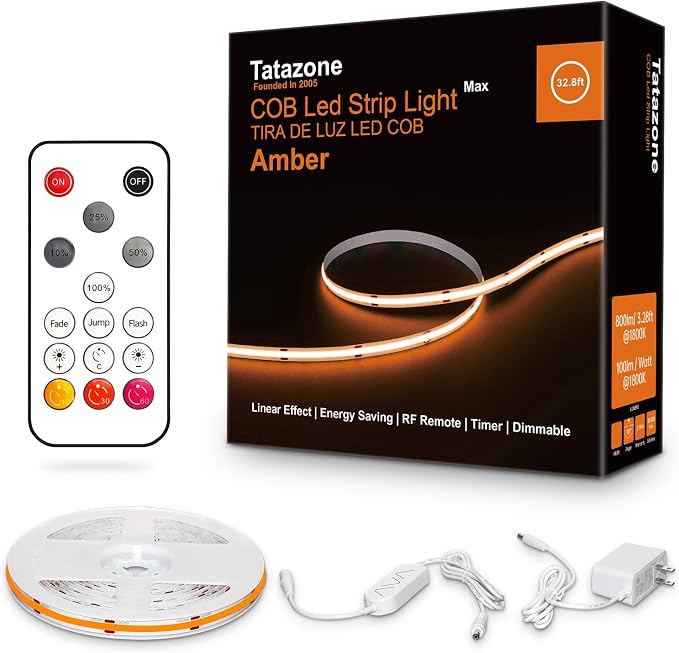 Amazon.com: Tatazone 32.8ft 1800K COB Led Strip Lights with RF Remote ...