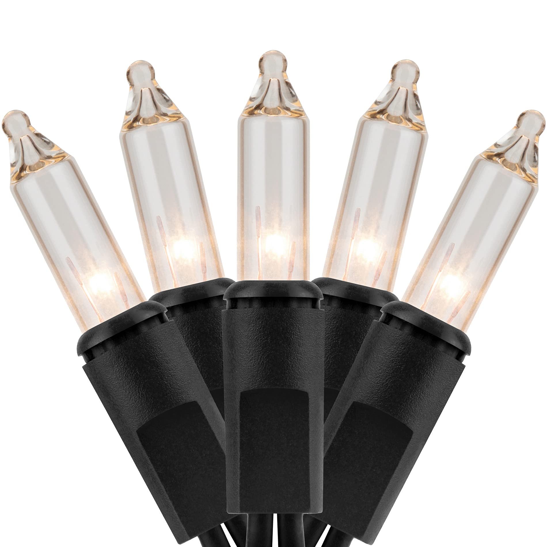 YULETIME 200 Clear Christmas Lights with Black Wire, Pack of 2 Strands ...