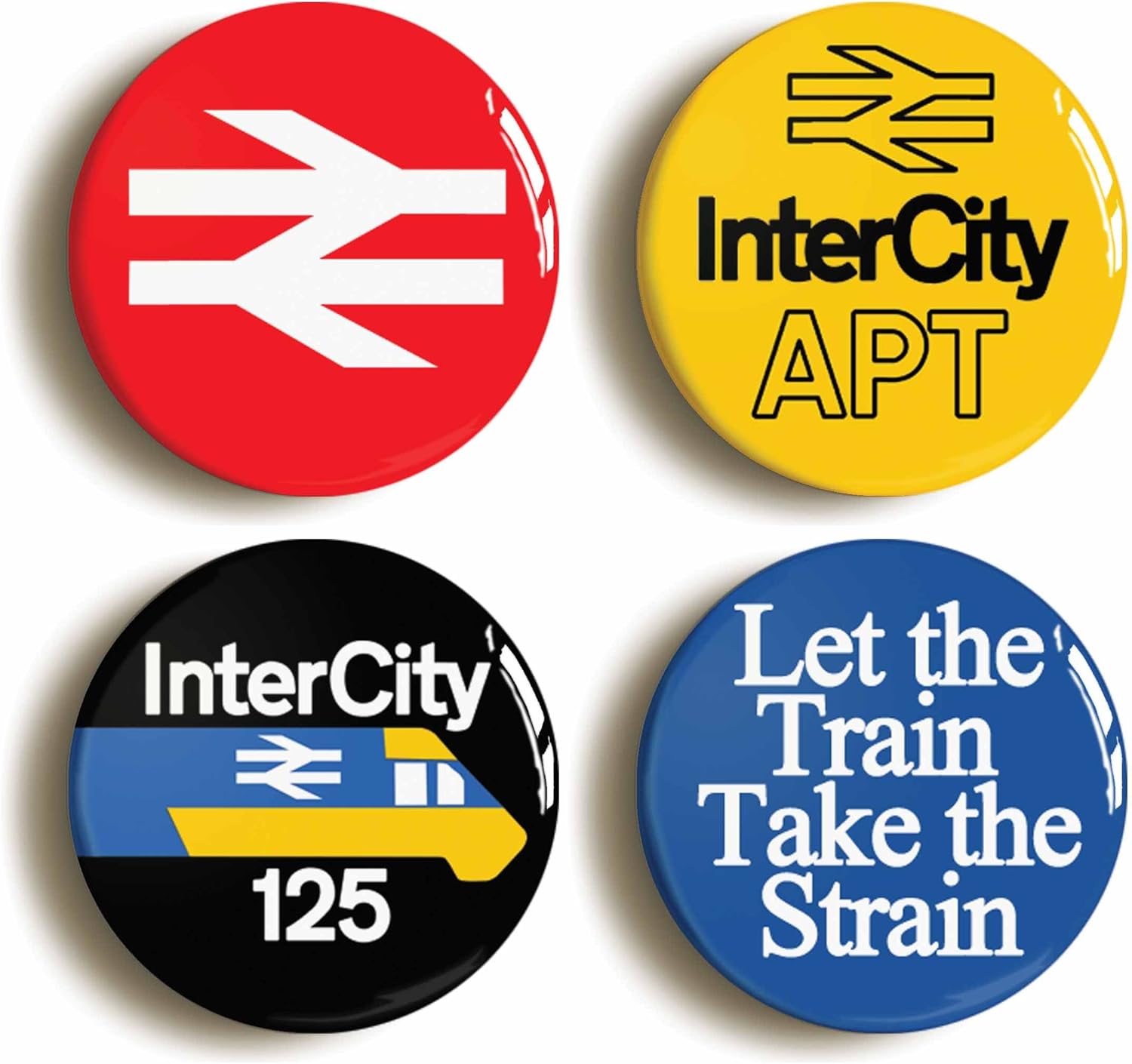 4 x"BRITISH RAIL INTERCITY" BADGES BUTTONS PINS (1inch/25mm diameter ...