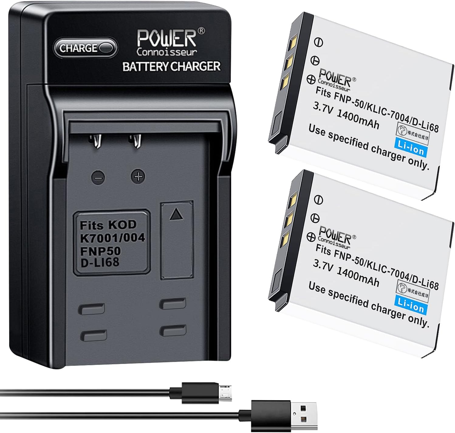 Amazon | 「Power-connoisseur」NP-40 D-LI8 3.7V 1200mAh 交換バッテリー（2個)+互換D ...