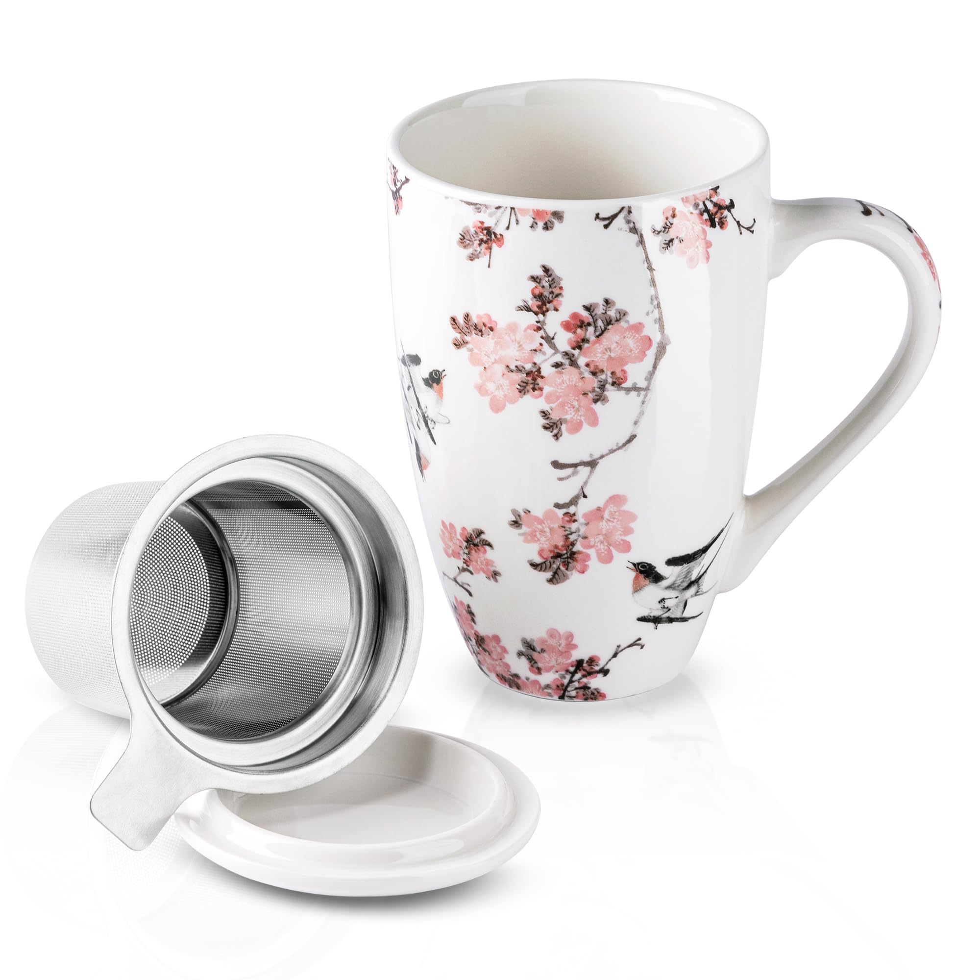 Amazon.com: AmorArc Porcelain Tea Mug with Infuser and Lid, 18 Oz Tea ...