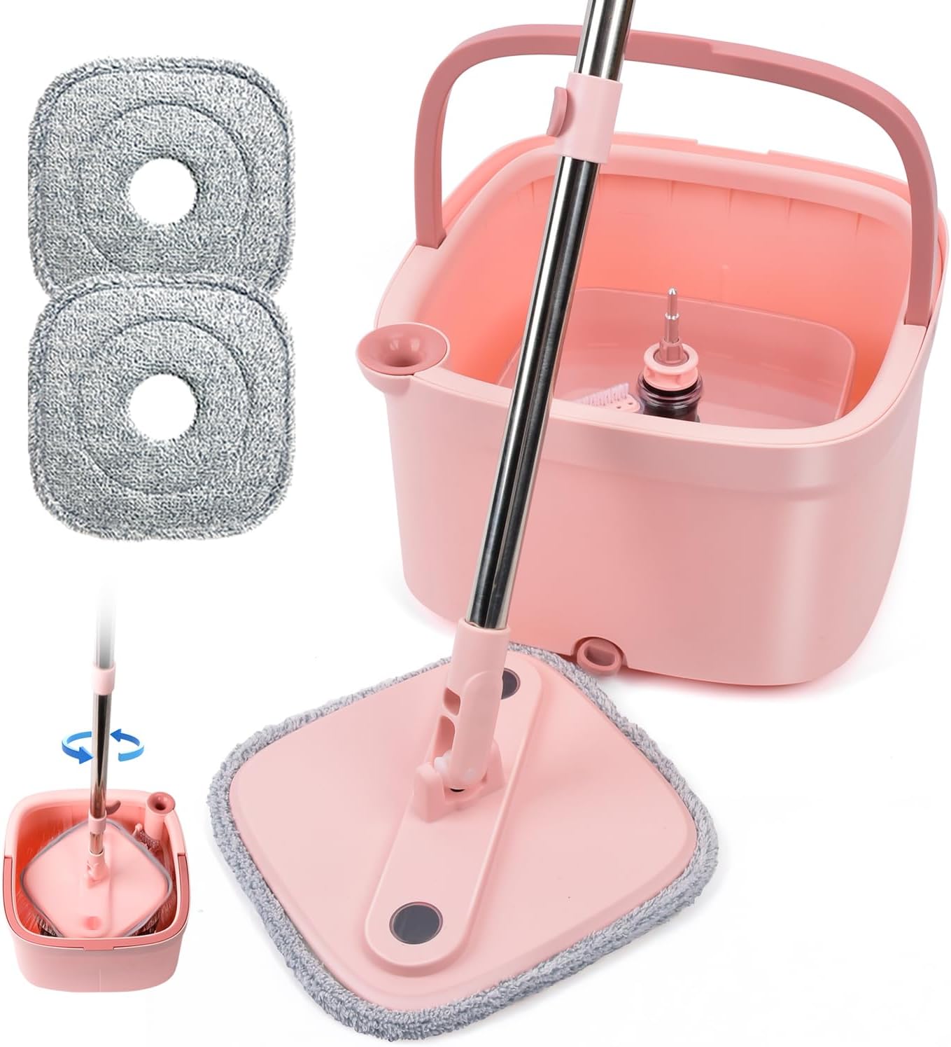 Amazon.com: KZKR Square Spin Mop and Bucket Set with Self Separation ...