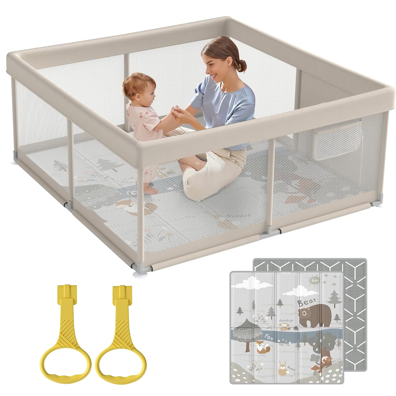 Amazon.com : Fodoss Baby Playpen with Mat, Small Baby Play Pen ...