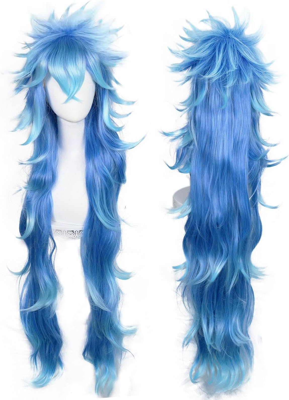 Amazon.com: Anogol Hair Cap + Long Silver Wig With Braid Synthetic Wig ...