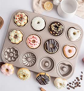 Amazon.com: iProTech Donut Pan, 12-Cavity Non-Stick Carbon Steel Cake ...