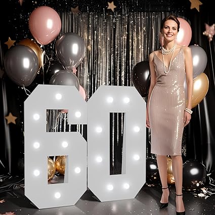 Amazon.com: Marquee Numbers Large 60th-Birthday Decorations: 3ft Light ...