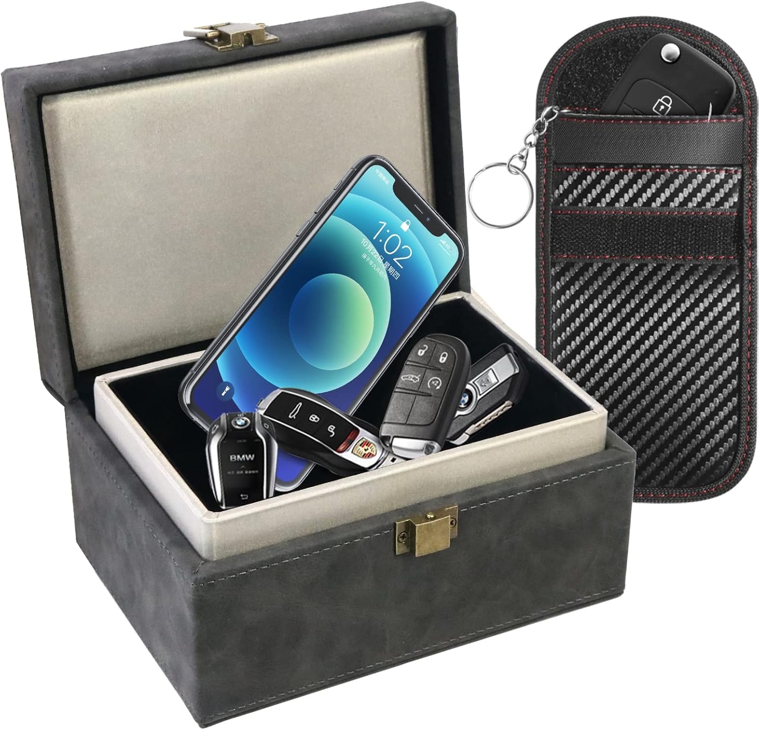 Car Key Signal Blocking Box+Faraday Bags,Large Faraday Box 17x12x9cm ...