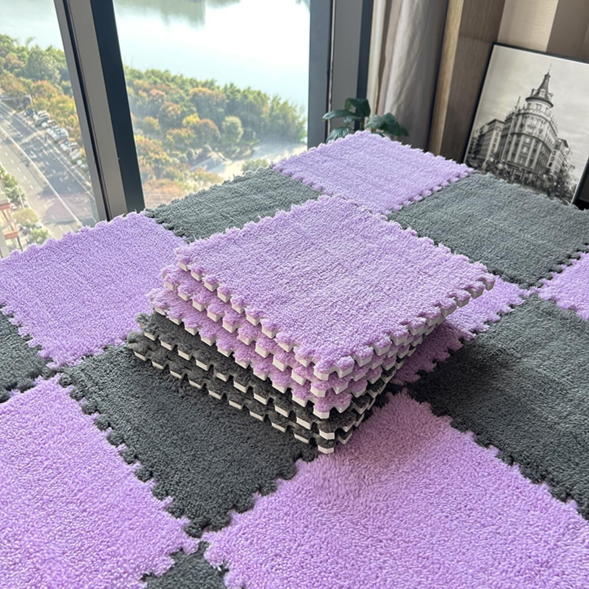 10Pcs Interlocking Crawling Mats for Hard Floor, Warm Soft Floor Mats ...