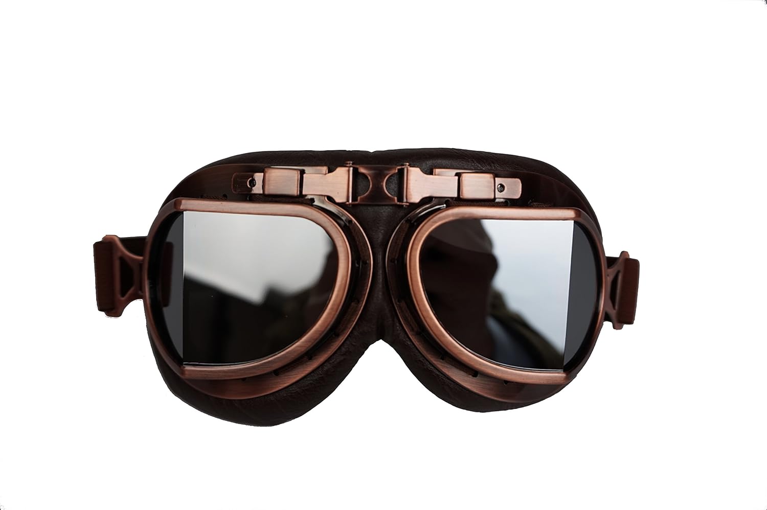 Amazon.com: Retro Aviator Style Motorcycle goggle Helmet Eyewear T08 ...