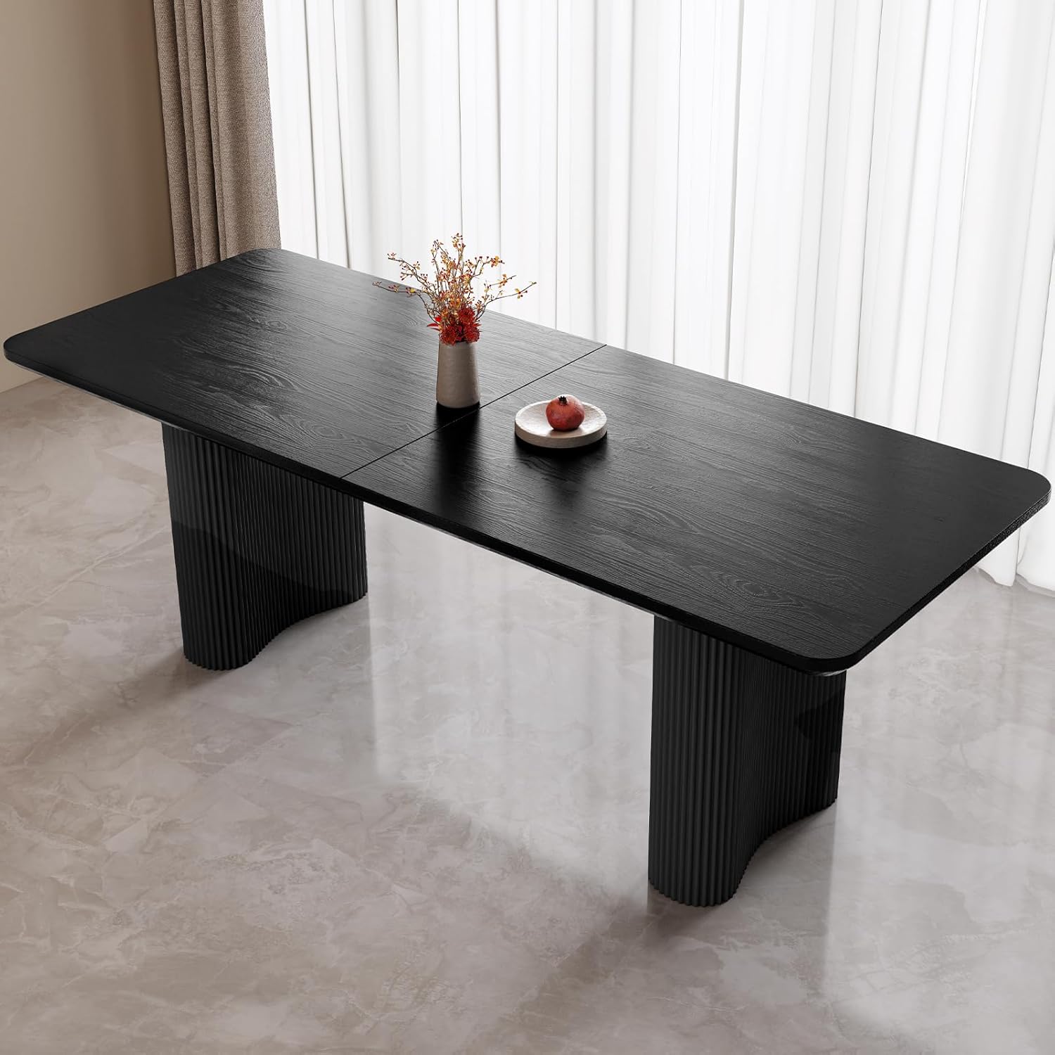 Amazon.com: Guyii Black Oversized Dining Table for 6-8 Large Dining ...