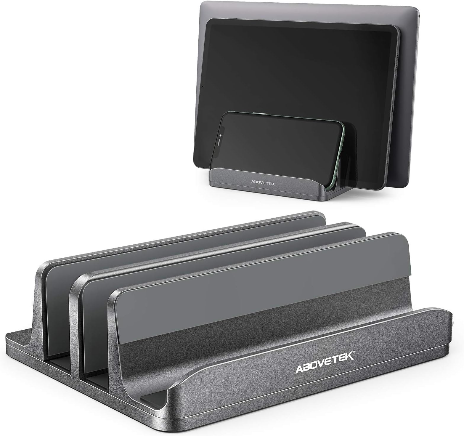 Amazon.com: AboveTEK Vertical Laptop Stand, 3 Slots Aluminum Desk ...