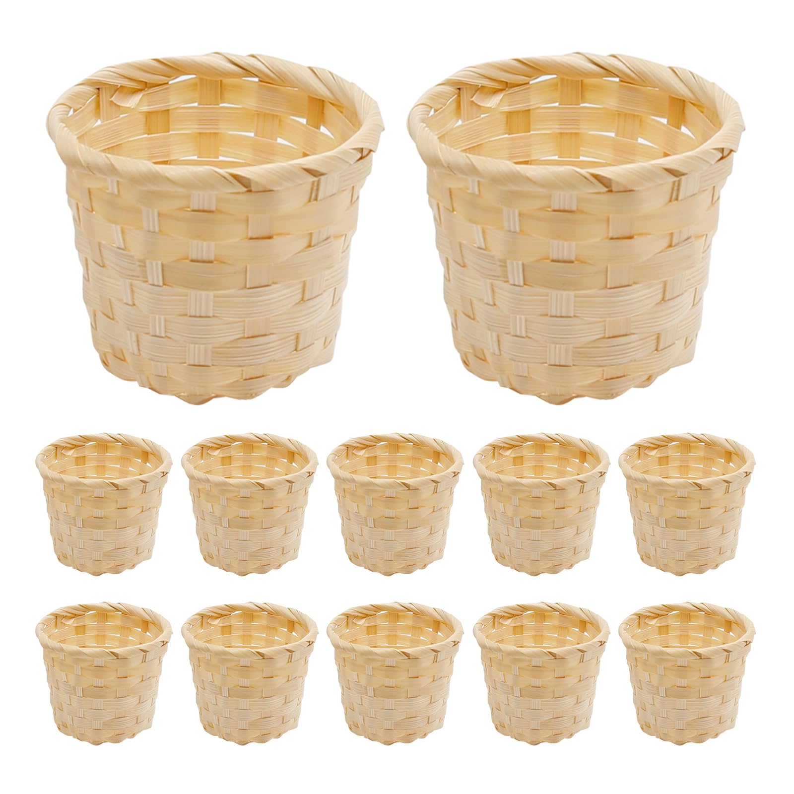 Amazon.com: 12pcs Mini Basket Small Wooden Basket Bamboo Woven Basket Home Storage Basket for ...