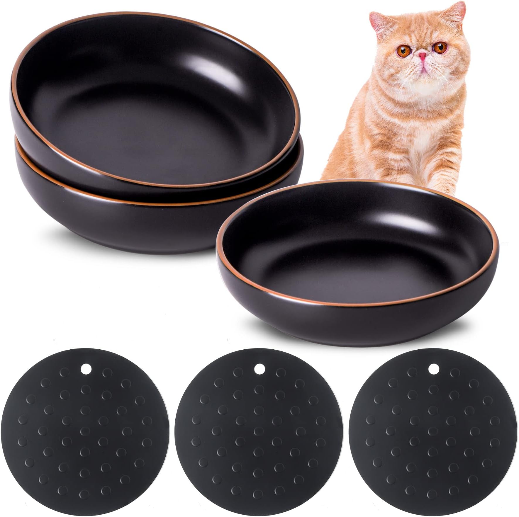 Amazon.com : Sanwuta 10 Pack Ceramic Cat Food Bowls with 10 Pack ...