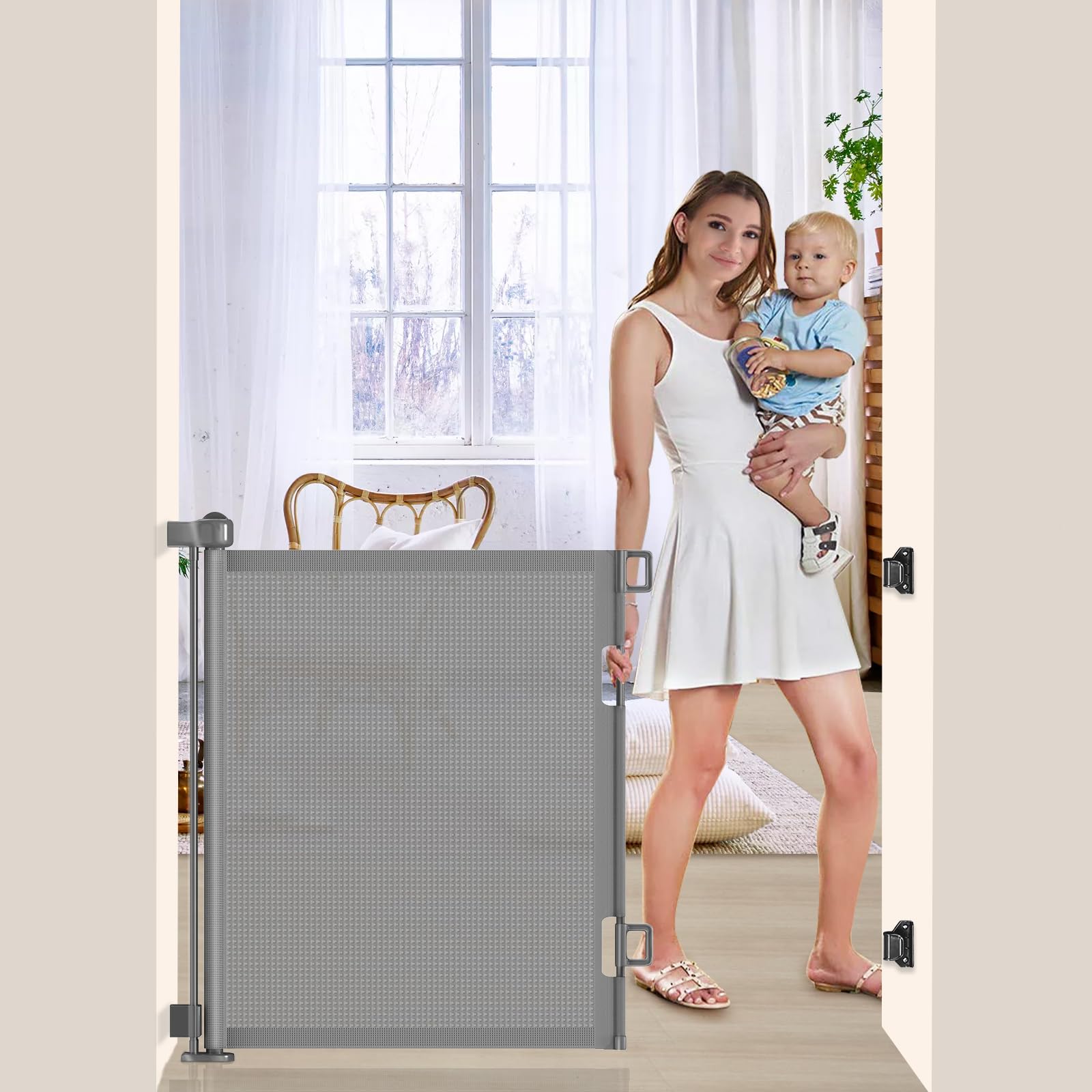 Snapklik.com : 55 Inch Retractable Baby Gates, Extra Wide Baby Gate For ...