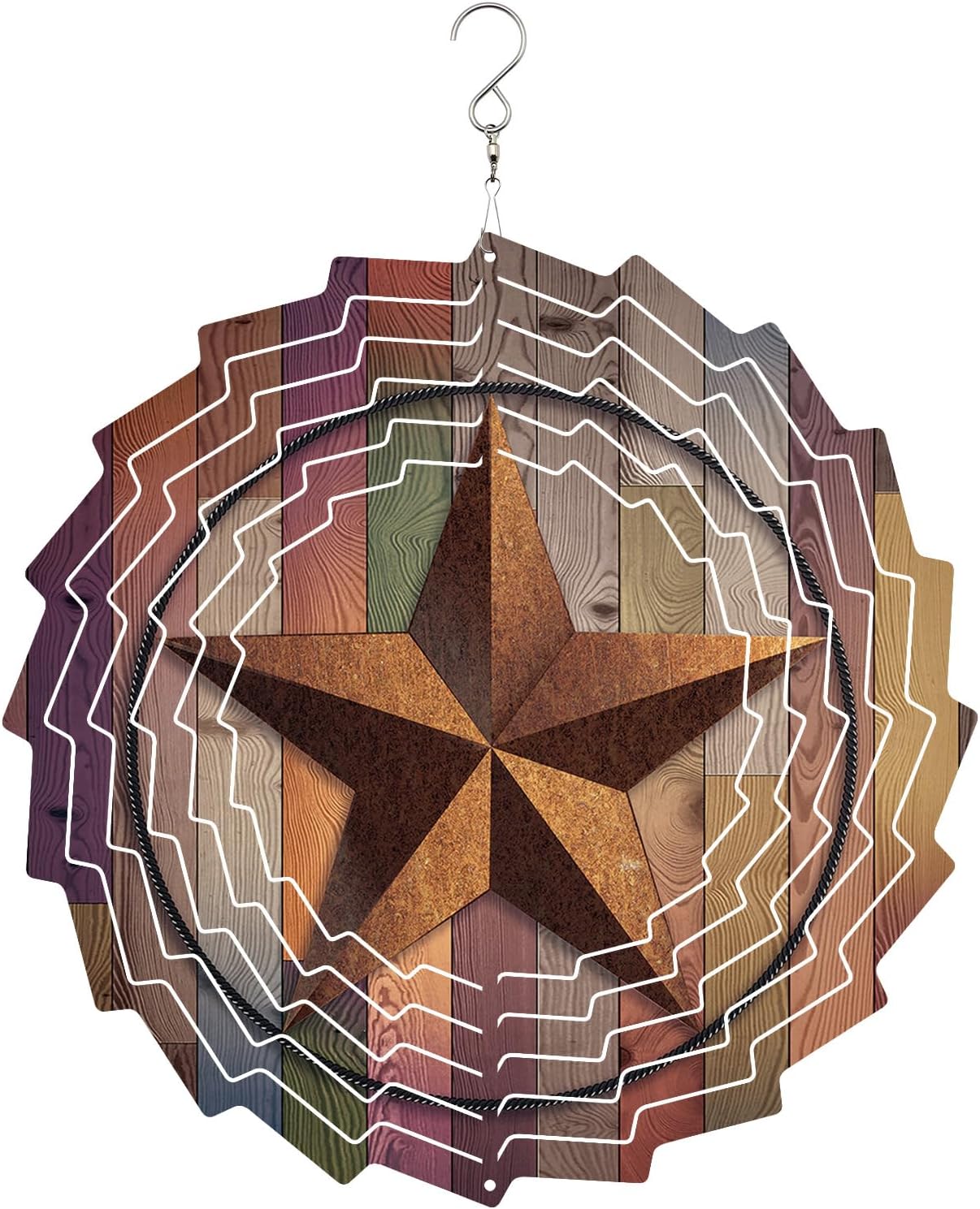 Amazon.com: Hanging Wind Spinners Outdoor Rustic Wood Star of Texas 3D ...