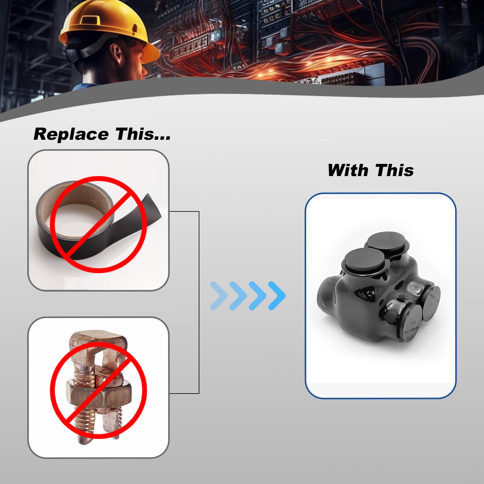 Snapklik.com : Black Insulated Multi-Tap Wire Connectors - 2 Port Dual ...