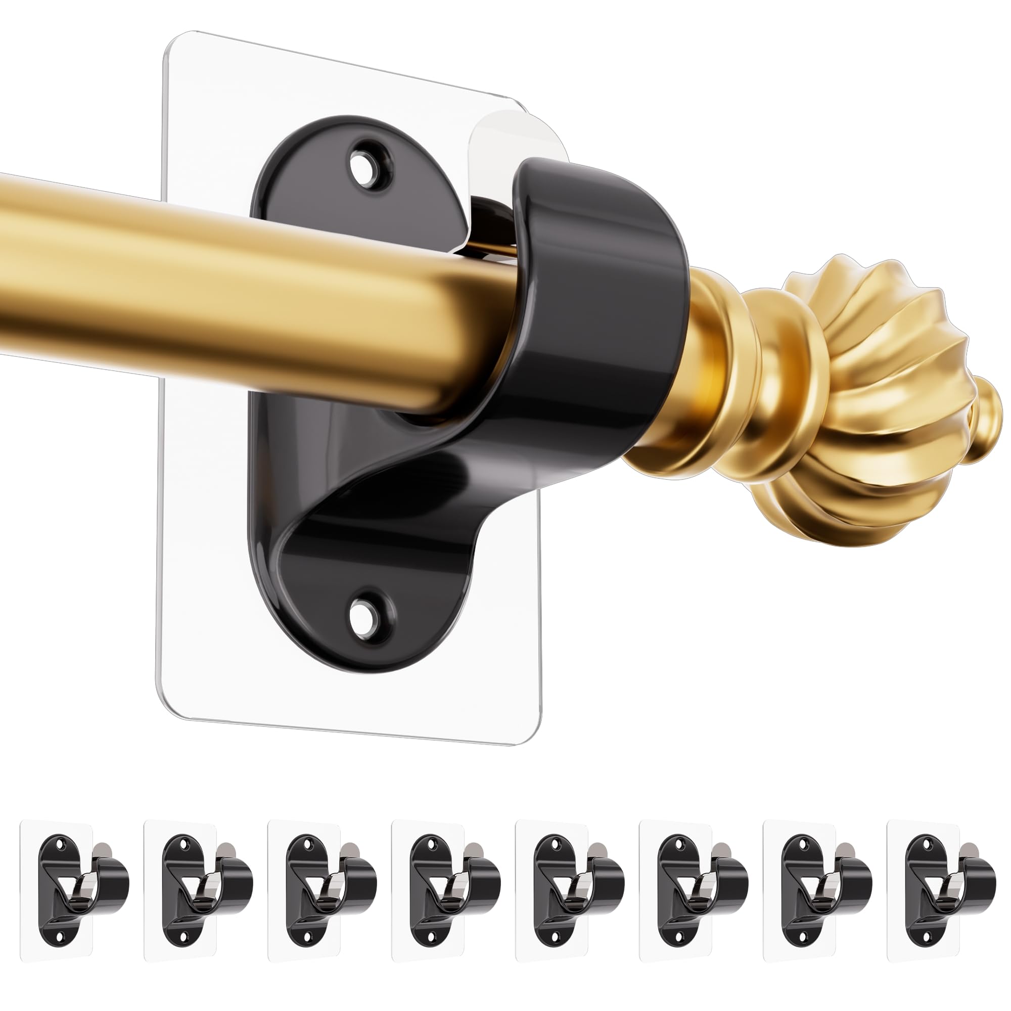 Amazon.com: MUAKIOY No Drilling Curtain Rod Holder, (8 Pack) Black Self ...