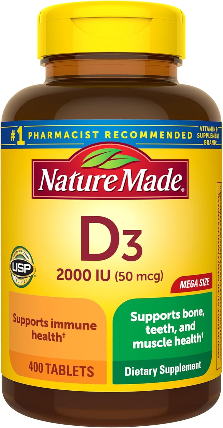Amazon.com: Nature Made Vitamin D3 2000 IU (50 mcg), Vitamin D ...