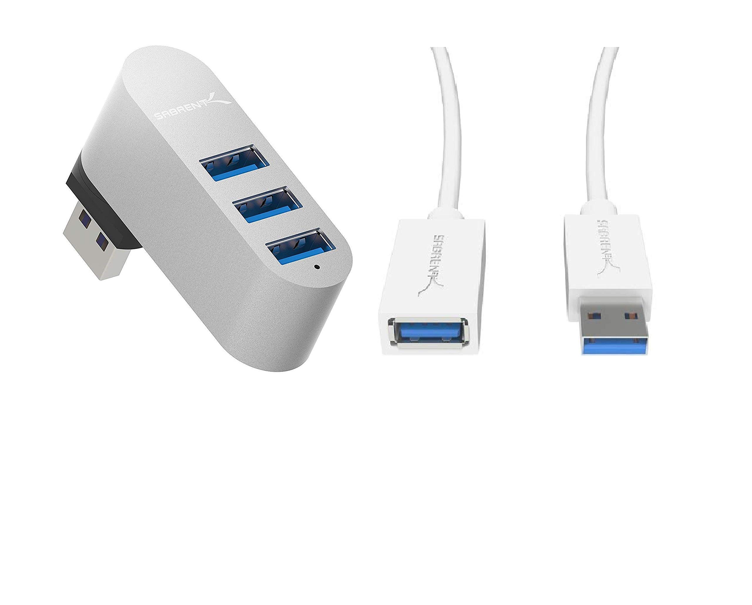 Amazon.com: Sabrent Premium 3-Port Aluminum Mini USB 3.0 Hub + 22AWG 3 ...