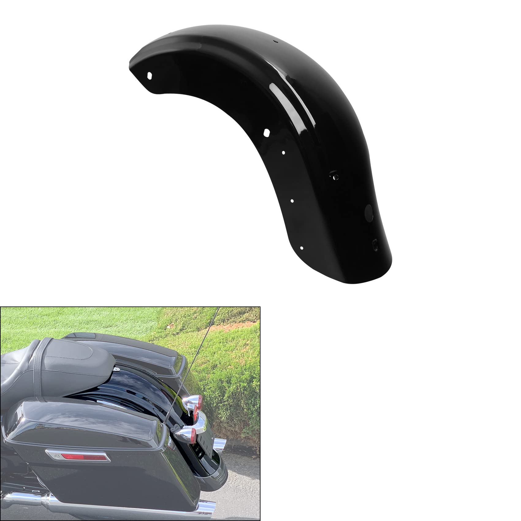 Amazon.com: TCT-MOTORPARTS Vivid Black Rear Fender Fit For Harley Road ...
