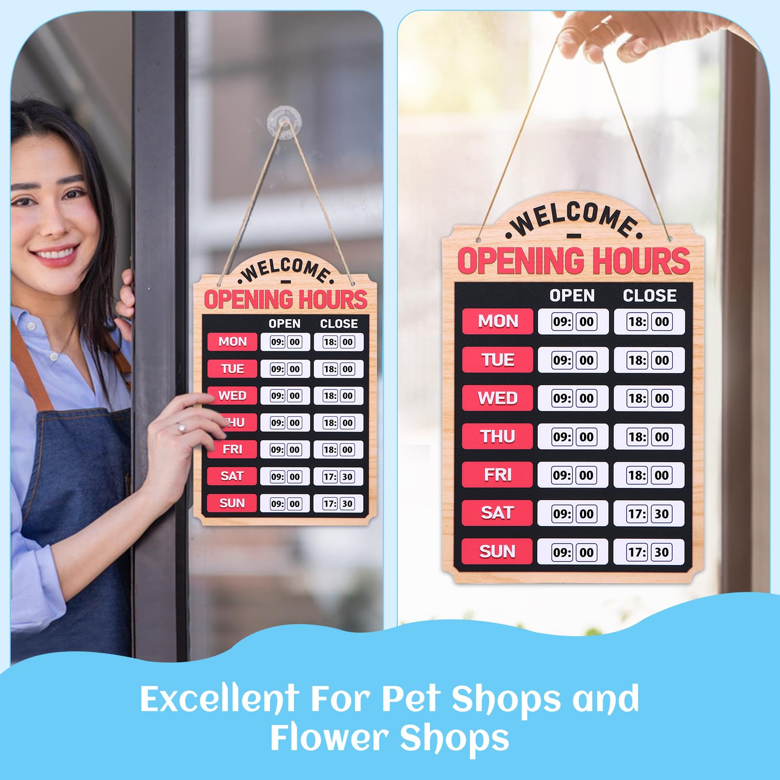 Snapklik.com : Business Hours Sign - 129"x 8.6" Open Close Sign Black ...