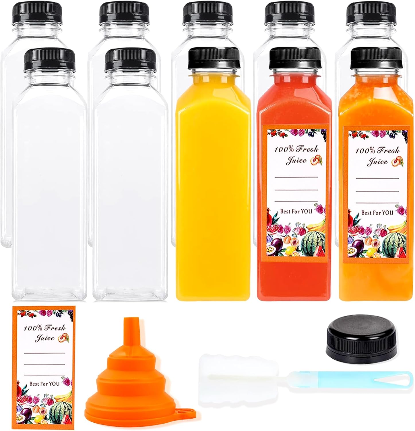 Amazon.com: 10PCS 16oz Plastic Juice Bottles for Juicing,with Leak ...