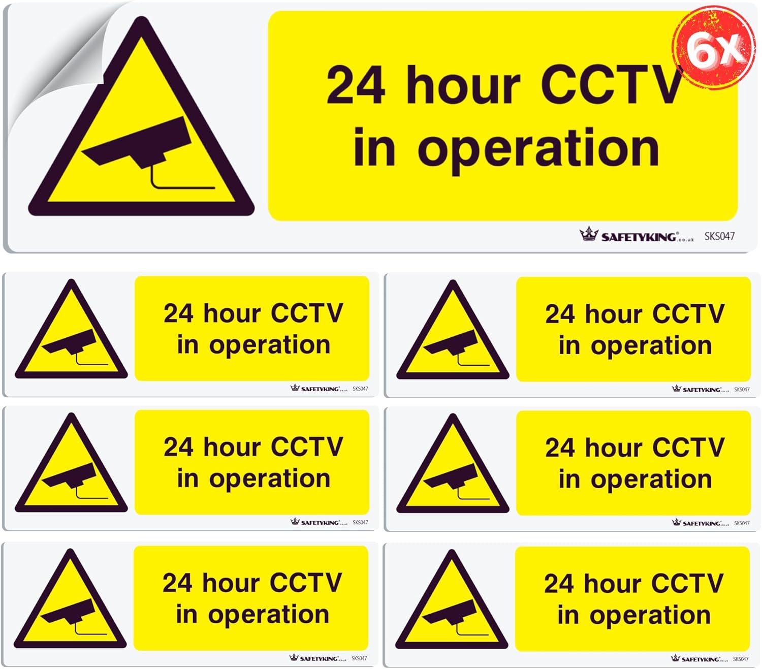 SAFETYKING® 6 PCS 4pc CCTV In Operation Sign Sticker 150mmx15mm CCTV ...