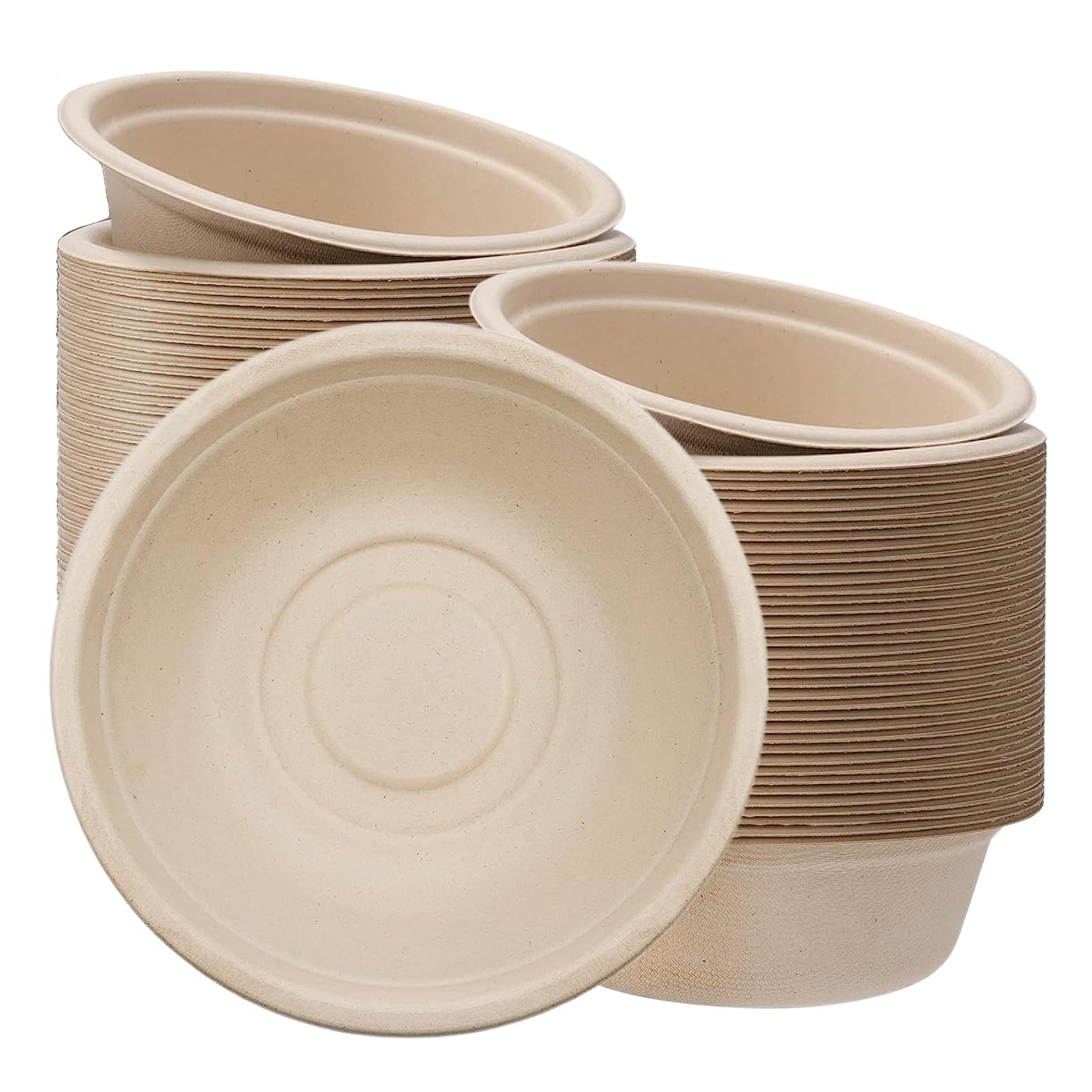 100Pcs Strong Disposable Paper Bowls,12oz 340ml Disposable Sugarcane ...