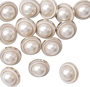 URROMA 30 Pcs Faux Pearl Buttons, Bilayer Gilded Edge Retro Vintage ...