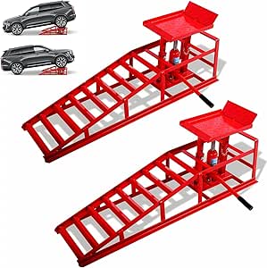 Amazon.com: 2 Packs Hydraulic Car Ramps for Oil Changes Drive Up Car ...