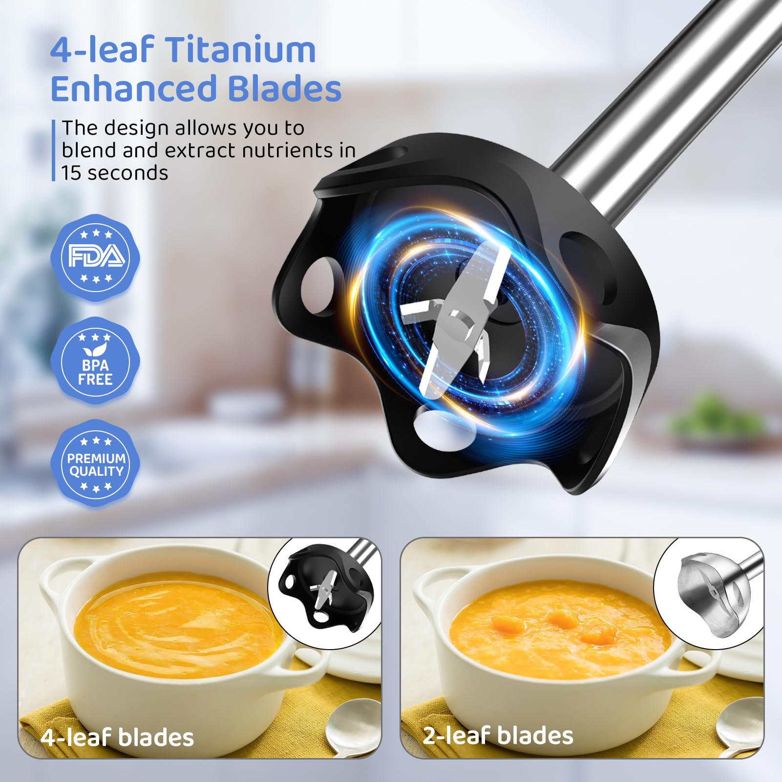 Snapklik.com : HOVOBO Immersion Blender Handheld 1000W Powerful Scratch Resistant Hand Blenders ...