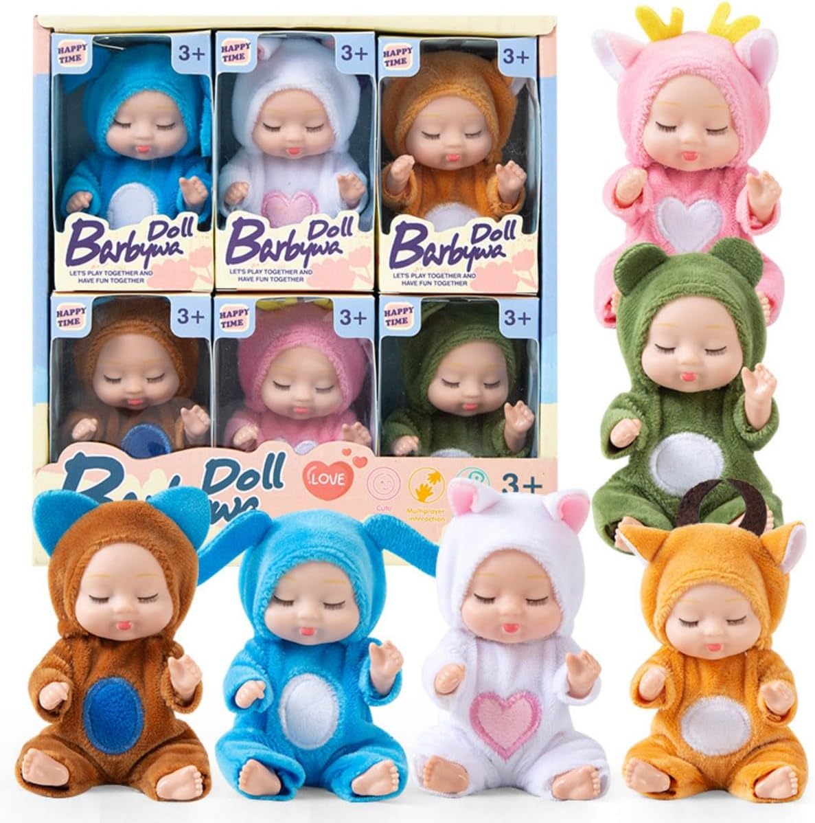 Amazon.com: TISDEN 4 Inch Mini Baby Dolls 6pcs Set Realistic Baby Dolls ...