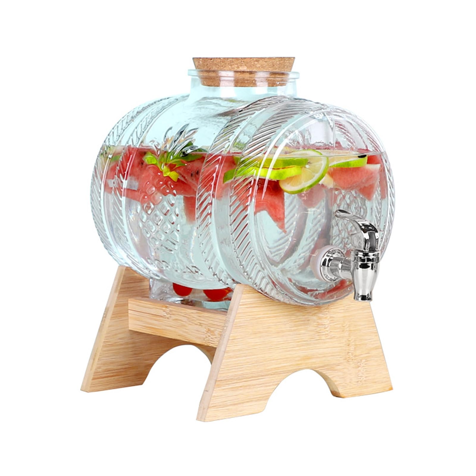 Barrel with Tap, Barrel-Shaped Glass Drinks Dispenser with Tap and ...