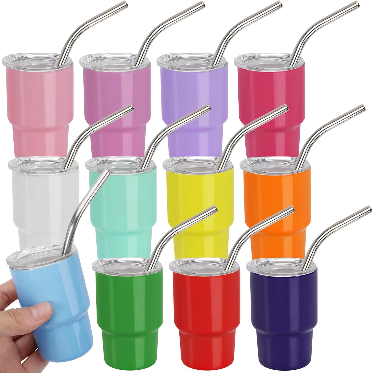 Amazon.com | Yizhet 12 Pcs 3 oz Mini Tumbler Shot Glass with Straw and ...